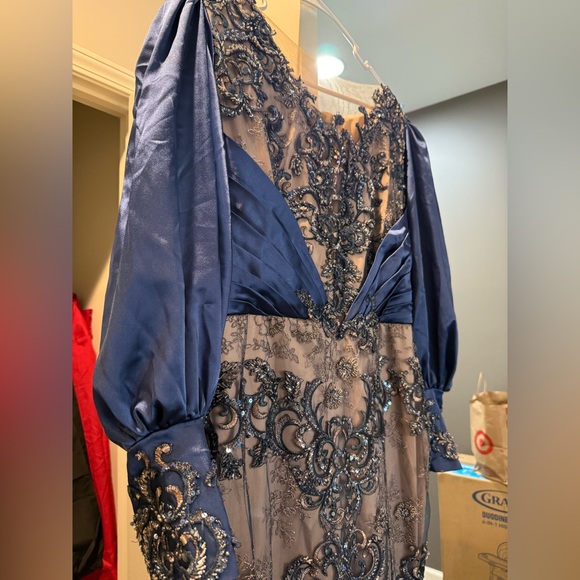 Dresses | Elegant Blue And Gray Embroidered Dress | Poshmark